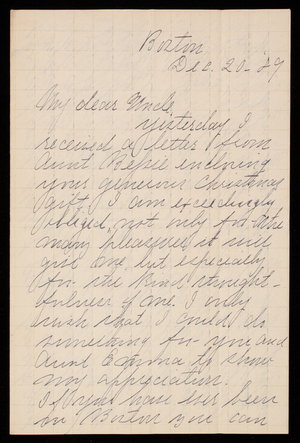 [Elizabeth Cass Hunt Brush] to Thomas Lincoln Casey, December 20, 1889 ...