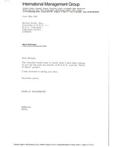 Letter from Mark H. McCormack to Michael Grade - Digital Commonwealth