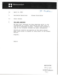 Memorandum from Peter German to worldwide executives - Digital Commonwealth