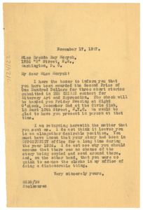 Letter from W. E. B. Du Bois to Brenda Moryck - Digital Commonwealth