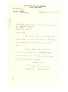 Letter from the John Crerar Library to the NAACP - Digital Commonwealth
