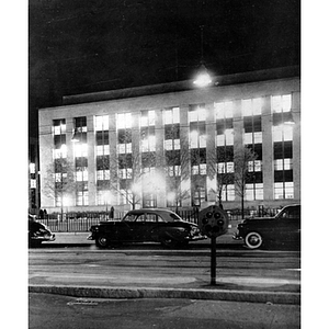 Ell Hall lit up at night, view from across Huntington Avenue - Digital ...