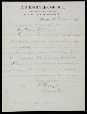 Colonel [William P.] Craighill to Colonel Horace Brooks, October 28 ...