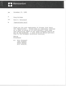 Memorandum from Mark H. McCormack to Doug Billman - Digital Commonwealth