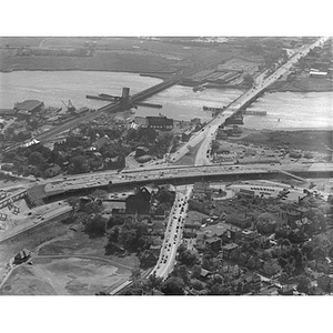 Neponset Circle area, looking southeast, Southeast Expressway ...