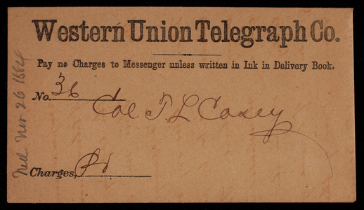 Edward Pearce Casey to Thomas Lincoln Casey, November 26, 1884 ...