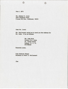 Letter from Judy A. Chilcote to Rodney G. Laver - Digital Commonwealth