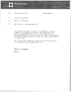 Memorandum from Mark H. McCormack to Arthur Rosenblum - Digital ...