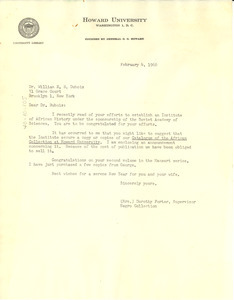 Letter from Howard University Library to W. E. B. Du Bois - Digital ...