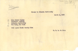 Telegram from W. E. B. Du Bois to Mabel Carney - Digital Commonwealth
