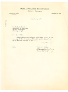 Letter from Thomas Van Perry to W. E. B. Du Bois - Digital Commonwealth