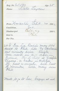 Tewksbury Almshouse Intake Record: Leyden, Kate - Digital Commonwealth