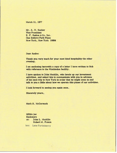 Letter from Mark H. McCormack to Andre O. Backar - Digital Commonwealth