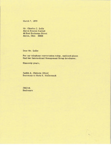 Letter from Judy A. Chilcote to Charles J. Lally - Digital Commonwealth