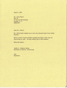 Letter from Judith A. Chilcote to Greg Peters - Digital Commonwealth