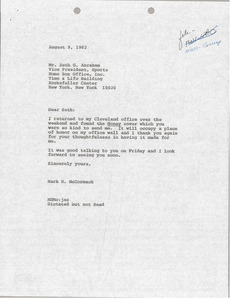 Letter from Mark H. McCormack to Seth G. Abraham - Digital Commonwealth