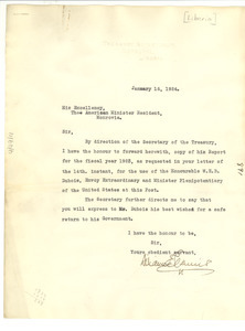 Letter from Liberia Treasury Department to W. E. B. Du Bois - Digital ...