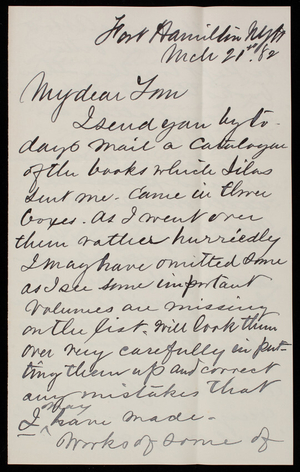 [Henry] Weir to Thomas Lincoln Casey, March 21, 1882 - Digital Commonwealth