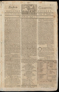 The Boston-Gazette, and Country Journal, 3 August 1772 - Digital ...