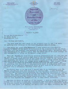 Letter from George B. Murphy, Jr. to W. E. B. and Shirley Du Bois ...