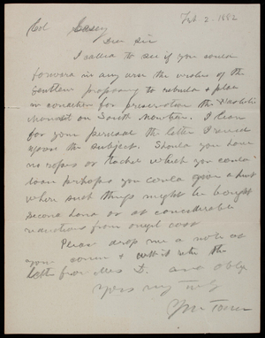 M. Turner to Thomas Lincoln Casey, February 2, 1882 - Digital Commonwealth