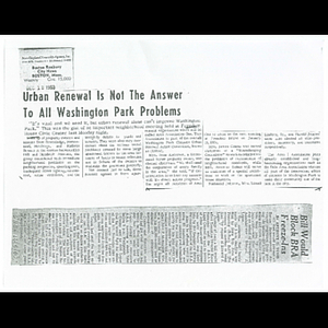 Photocopies of newspaper articles about the formation of Area One ...