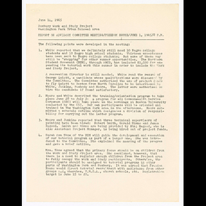 Report on Advisory Committee meeting, Freedom House, June 1, 1965 ...