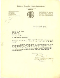 Letter from Edward F. McSweeney to W. E. B. Du Bois - Digital Commonwealth
