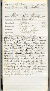 Tewksbury Almshouse Intake Record: Butler, Dominick - Digital Commonwealth