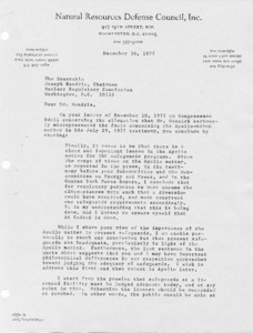 Letter to Joseph Hendrie from Thomas Cochran regarding allegation that ...