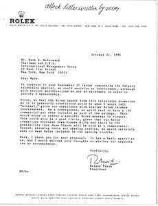 Letter from Roland Puton to Mark H. McCormack - Digital Commonwealth