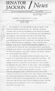 Senator Jackson News: Statement of Senator Henry M. Jackson on Alaska ...