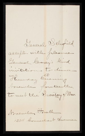 General Schofield to Thomas Lincoln Casey, November 4, 1889 - Digital ...
