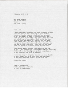 Letter from Rita M. Shackleton to Alma Horton - Digital Commonwealth