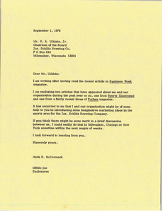 Letter from Mark H. McCormack to Robert A. Uihlein - Digital Commonwealth