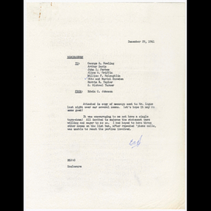 Memorandum from Edwin C. Johnson to George S. Bowling, Arthur Davis ...