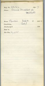 Tewksbury Almshouse Intake Record: Millett, Annie - Digital Commonwealth