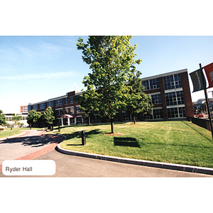 Ryder Hall with a tree in front of it - Digital Commonwealth