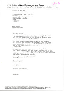 Letter from Mark H. McCormack to Raymond Miquel - Digital Commonwealth