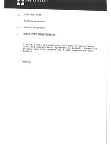 Memorandum from Mark H. McCormack to Anthony Bouchier - Digital ...