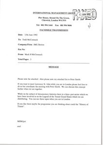 Fax from Mark H. McCormack to Todd McCormack - Digital Commonwealth