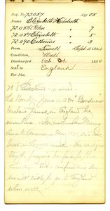 Tewksbury Almshouse Intake Record: Hildreth, Elizabeth - Digital ...