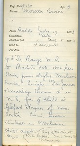 Tewksbury Almshouse Intake Record: Brown, Mosetta - Digital Commonwealth