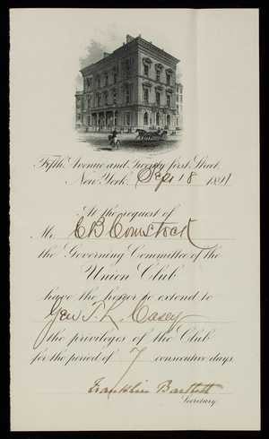 [Cyrus] B. Comstock to Thomas Lincoln Casey, September 18, 1891 ...