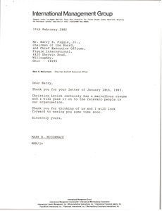 Letter from Mark H. McCormack to Harry E. Figgie Jr. - Digital Commonwealth