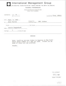 Fax from Laurie Roggenburk to Anne Farrow - Digital Commonwealth