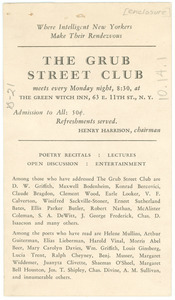 Grub Street Club flier - Digital Commonwealth