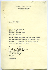 Letter from Morgan State College to W. E. B. Du Bois - Digital Commonwealth