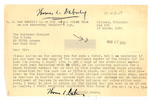 Letter from Thomas L. Dabney to W. E. B. Du Bois - Digital Commonwealth