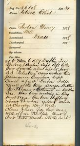 Tewksbury Almshouse Intake Record: Elliot, Patrick - Digital Commonwealth